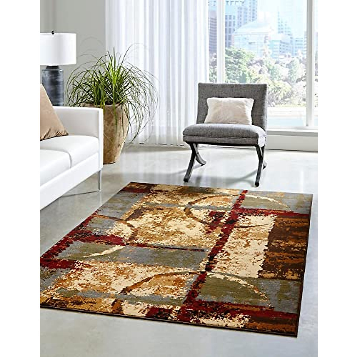 Unique Loom Barista Collection Area Rug - Catuai (5' 1" x 8' Rectangle, Multi/ Brown)