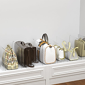 Koalafast Purse Organizer for Closet, 10 Pack Adjustable Acrylic Shelf Dividers for Closet Organization, Clear Purse Separator Handbag Storage Organizer