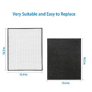 Bibolic AD3000 Replacement Filter Kit Fit for Series Air Purifier, Includes 1 True HEPA Filter, 2 Carbon Filters and 6 Extra Pre-Filters, Part ADF3001 ADF3002 + Pre-Filter
