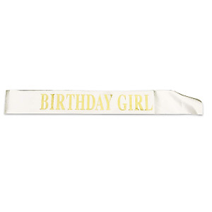 Dadam Birthday Sash for Girls White Satin Birthday Girl Sash with Gold Glitter Lettering Party Favors, Supplies and Decorations