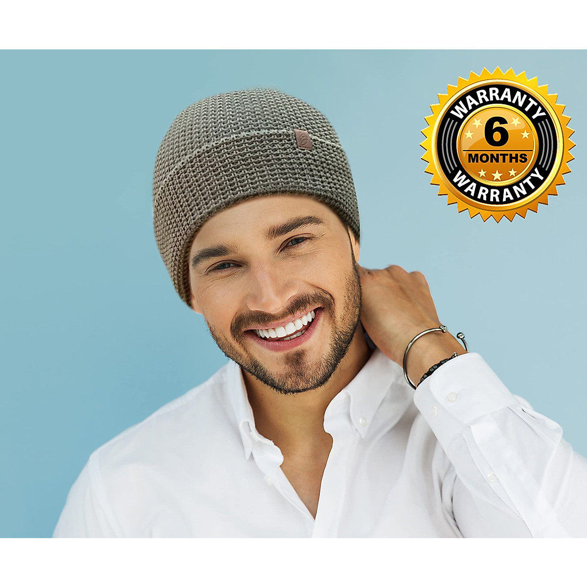 Golden Kocoon® - E-M-F Organic Cotton Beanie with a Bamboo Lyocell Faraday Fabric Liner - Adult Size in Grey -5 g, Cell Towers, Bluetooth, Smart Meters & WiFi- Golden Cocoon Hat Cap