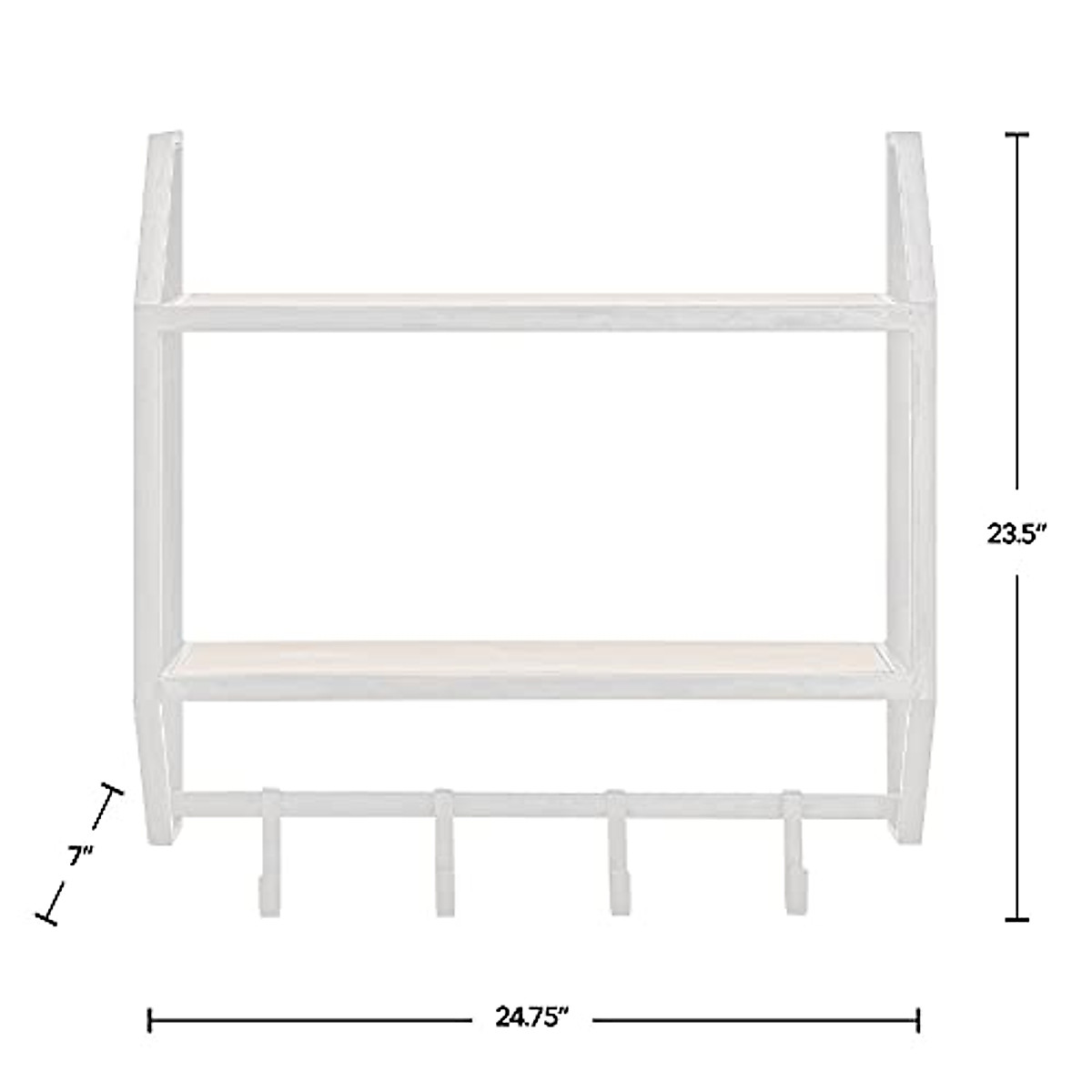 FirsTime & Co. Brown Bentley Wall Shelf with Hooks, Wall Mounted Floating Shelf for Bedroom, Kitchen, Living Room, Bathroom, Home Office, Wood, 24.75 x 7 x 23.5 inches (70438)