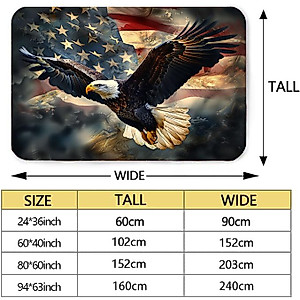 Kroveiu American Bald Eagle Flag Area Rugs American Flag Animal Area Rugs Kitchen Rug Bathroom Entrance Hallway Dining Room Living Room Area Rug Home Decor Area Rugs 60 * 80 inches