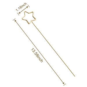 Litoexpe 30 Pieces Metal Wire Floral Picks, 13 Inch Golden Wire Photo Holder Birthday Card Holder Stand, Stars