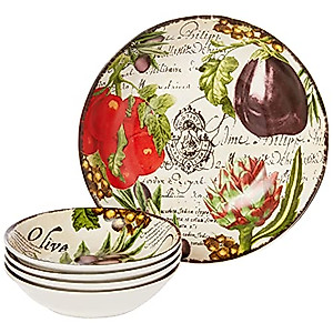 Certified International Corp Certified International Botanical Veggies Pasta Set, Multicolored, 5 Piece set