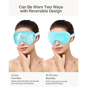 Luxtude Gel Eye Mask Cooling Eye Mask for Dry Eyes 2PCS, Heated Warm Eye Ice Pack Reusable Gel Sleep Mask, Frozen Cold Eye Compress for Puffiness/Dark Circles/Headaches/Allergies (Blue)