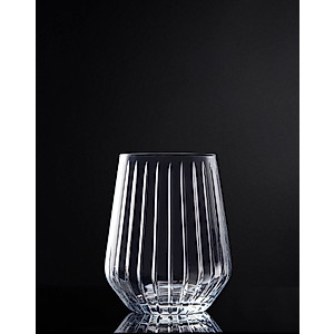 Grace Era Stemless Wine Glasses Set of 4 Beverage Cups, Zelda Collection, Wine Tumblers for Red and White Wine, Water Glasses, Drinking Glasses Unique Gift for Women, Men, Wedding