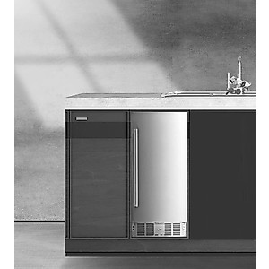 WATOOR 15 Inch Built-in Fridge Stainless Steel Beverage Cooler Under Counter Refrigerator with 36-61°F Temperature Range - Soda and Beer Refrigerator