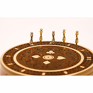 Palm Royal Handicrafts 2 Track Wooden Cribbage Board Made with Padauk and Maple Wood Storage Availabe for pegs and Cards