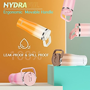 Hydraful 40 oz Tumbler with handle flip straw,Leak Proof Vacuum Insulated Cup Water Bottle Fit in Cup holder for Home,Outdoors,Insulated Stainless Steel Travel Coffee Mug,Keep ice Cold for 34 Hours