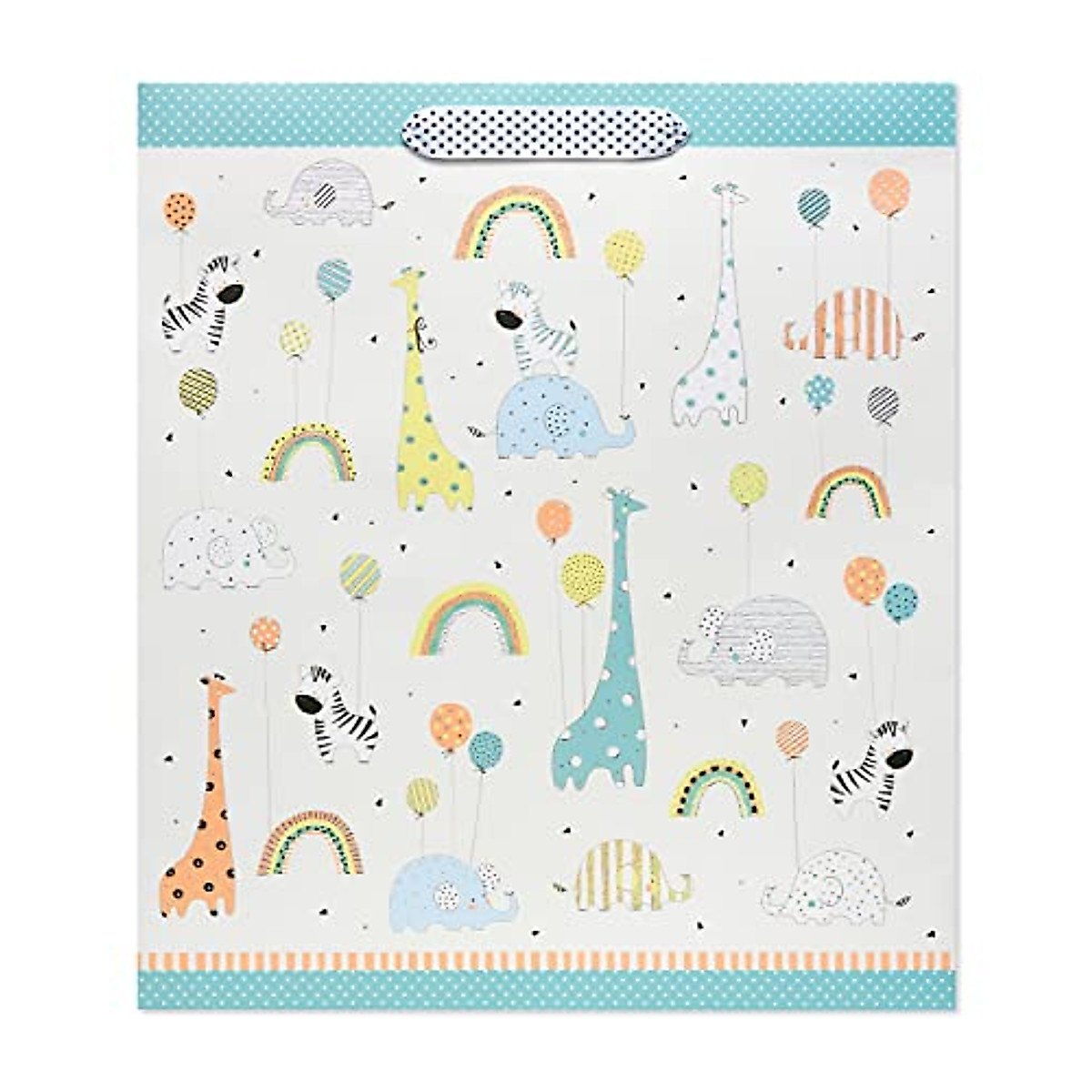 Papyrus 18" Jumbo Gift Bag - Designed by House of Turnowsky (Zoo Animals with Balloons) for Baby Showers, Baby Sprinkles, New Baby, Baptisms, Christenings and All Baby Occasions (1 Bag)