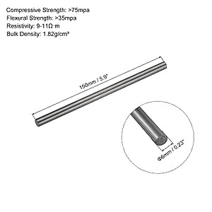 PATIKIL Graphite Rod Graphite Stirring Rod Cylinder Stick Carbon Rod 150x6mm Black for Electrode, Melting Casting, Crucibles, Pack of 3