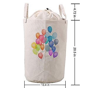LifeCustomize Large Laundry Hamper Basket Colorful Balloons Clothing Storage Bins Boxes Toy Organizer Foldable Waterproof Nursery Hamper with Handles