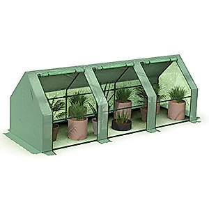 Sundale Outdoor Green House Kits to Build for Outside Winter,106 x 35 x 35 Inch Tunnel Small Greenhouses for Outdoors,Indoor Outdoor Pop Up Greenhouse with Doors, Portable Greenhouses with Cover
