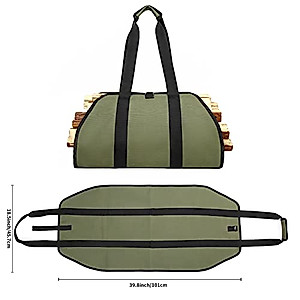 Firewood Carrier Bag with Handles, WITSTEP Log Tote Sturdy Wood Carrier for Firewood, Durable Oxford Fabric Log Carrier with Reinforce Ring Straps for Camping Indoor Outdoor Wood Stove Accessories