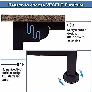 VECELO L-Shaped Corner CPU Stand Study Writing Table Workstation Gaming Computer Desk for Home Office,Coffee, 66
