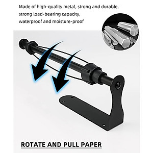 Dmjxi Paper Towel Holder, Single Hand Operable Paper Towel Holder Under Cabinet with Damping for Kitchen Bathroom, Adhesive Paper Towel Holder Countertop Paper Roll Holder Wall Mount (Black)