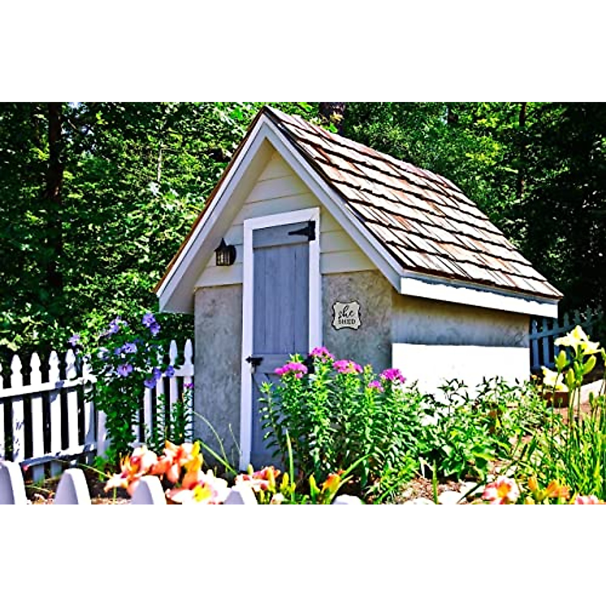 AuldHome Cast Iron She Shed Sign, Black-and-White Decorative Rustic Plaque