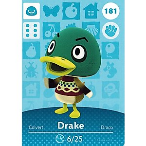 Nintendo Animal Crossing Happy Home Designer Amiibo Card Drake 181/200 USA Version