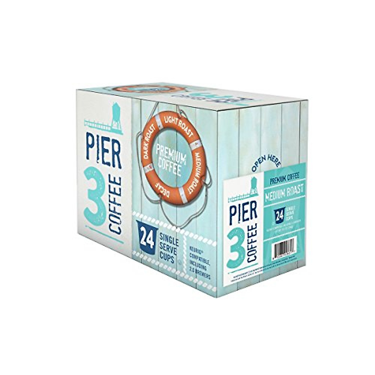 Pier 3 Medium Roast Coffee Pods, Compatible with 2.0 K-Cup Brewers, 24 Count (Pack of 4)