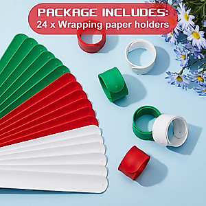 Holiday Red and Green Silicone-Covered Metal Strips - Wrapping Paper Holder and Poster Stabilizer Slap Bands, 24 Pieces