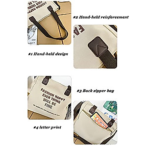JBB Canvas Tote Bag for Women Trendy Shoulder Bag Large Capacity Tote Bag for Travel School Work Crossbody Bag Black