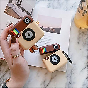 Mulafnxal for Airpods 1&2 Case, Cute 3D Funny Cartoon Soft Silicone Fun Protective Airpod Cover Design Shockproof Skin, Trendy Fashion Accessories Cases for Teens Girls Air pods (Grey Yellow Camera)