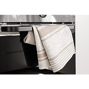 LINENVIBE Pure Linen Kitchen Tea Towels Set of 2 Flax Dish Towels 17 x 27 inches with Navy Blue French Country Stripes. (Navy)