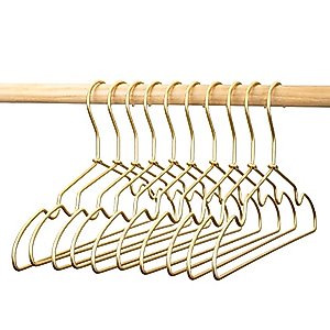 Koobay 12.6" Matte Gold Metal Kids Baby Hangers, 10Pack, Non Slip, Suit for Coated Wire Children Clothes Hangers, Closet Storage,Retail Display Space Saving for Toddler Coats Infant Hangers