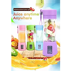 Portable Blender Smoothies Personal Blender Mini Shakes Juicer 380 ml Cup USB Rechargeable (Purple)