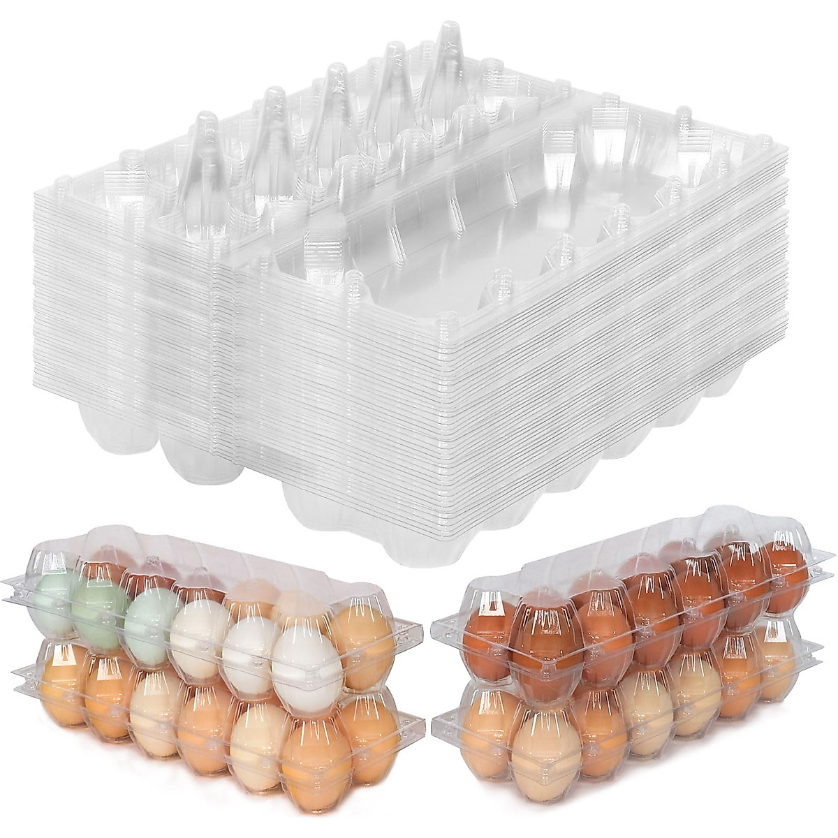SINLUCESCE 40 Packs Plastic Egg Carton,Egg Cartons 2 * 6Grids，Egg Cartons Cheap Bulk，Perfect forfor 12 Eggs, Refrigerator Chicken Farm Markets，Large