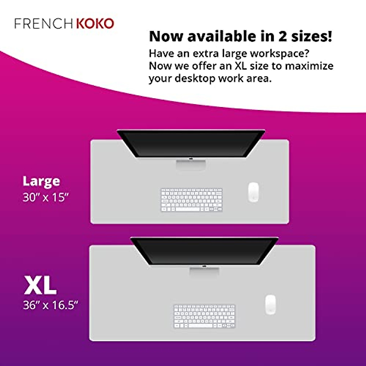 French Koko Large Mouse Pad, Long Desk Mat Keyboard Pad Desktop Accessories Home School College Decor Supplies Pretty Mousepad Big Computer Office Essentials Women Girls XL Cute Modern Marble