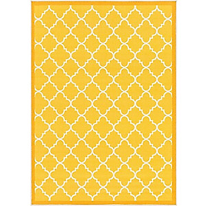 Well Woven Kings Court Brooklyn Trellis Modern Gold Geometric Lattice 3'3" x 4'7" Indoor/Outdoor Area Rug