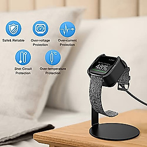 Kmasic Charger Stand Compatible with Fitbit Versa/Fitbit Versa Lite, Portable Magnetic Charging Dock Station Replacement USB Charger Cable Cord for Fitbit Versa/Fitbit Versa Lite, Black
