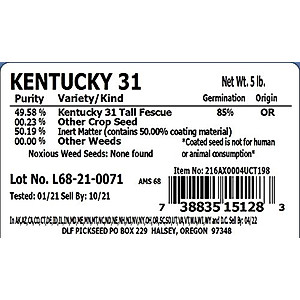 Premium Oregon Grown Kentucky 31 Tall Fescue Grass Seed (5 LBS)