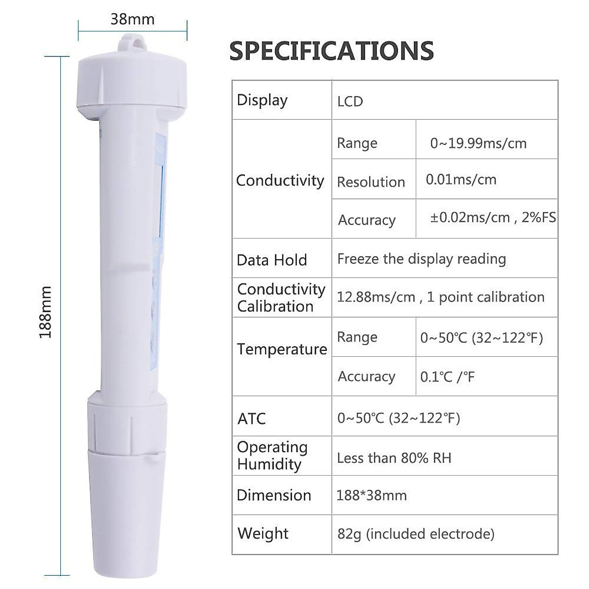 ShiSyan Y-LKUN Water Quality Meter Portable CT3031 Pen Type Digital Waterproof Conductivity Meter Conductance Pen Water Quality Tester Moisture Meter