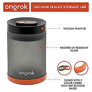 ONGROK Glass Storage Jar (800ml/2oz) with Vacuum Pump Technology, Air Proof Containers to Preserve Smell and Aroma