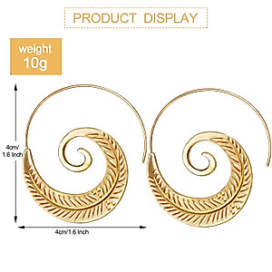 8 Pairs Bohemian Vintage Hoop Earrings Circles Tribal Earrings Spiral Earrings for Women (Gold)