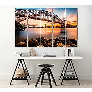 Triborough Bridge at Sunset New York Canvas Print 3 Panels / 36x24 inches