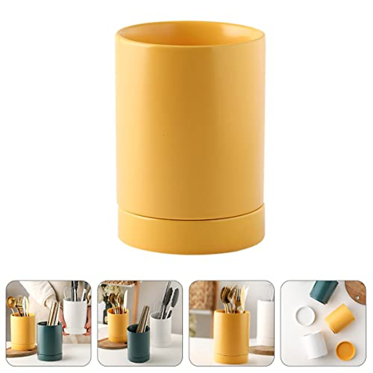 1 Set Storage Multipurpose Home Rest Holder Ceramic Rack Canister Utensil Caddy and Tool Pen Fork Ware Makeup Matte Kitchen Basket Spoons Spatulas with Decoration Counter