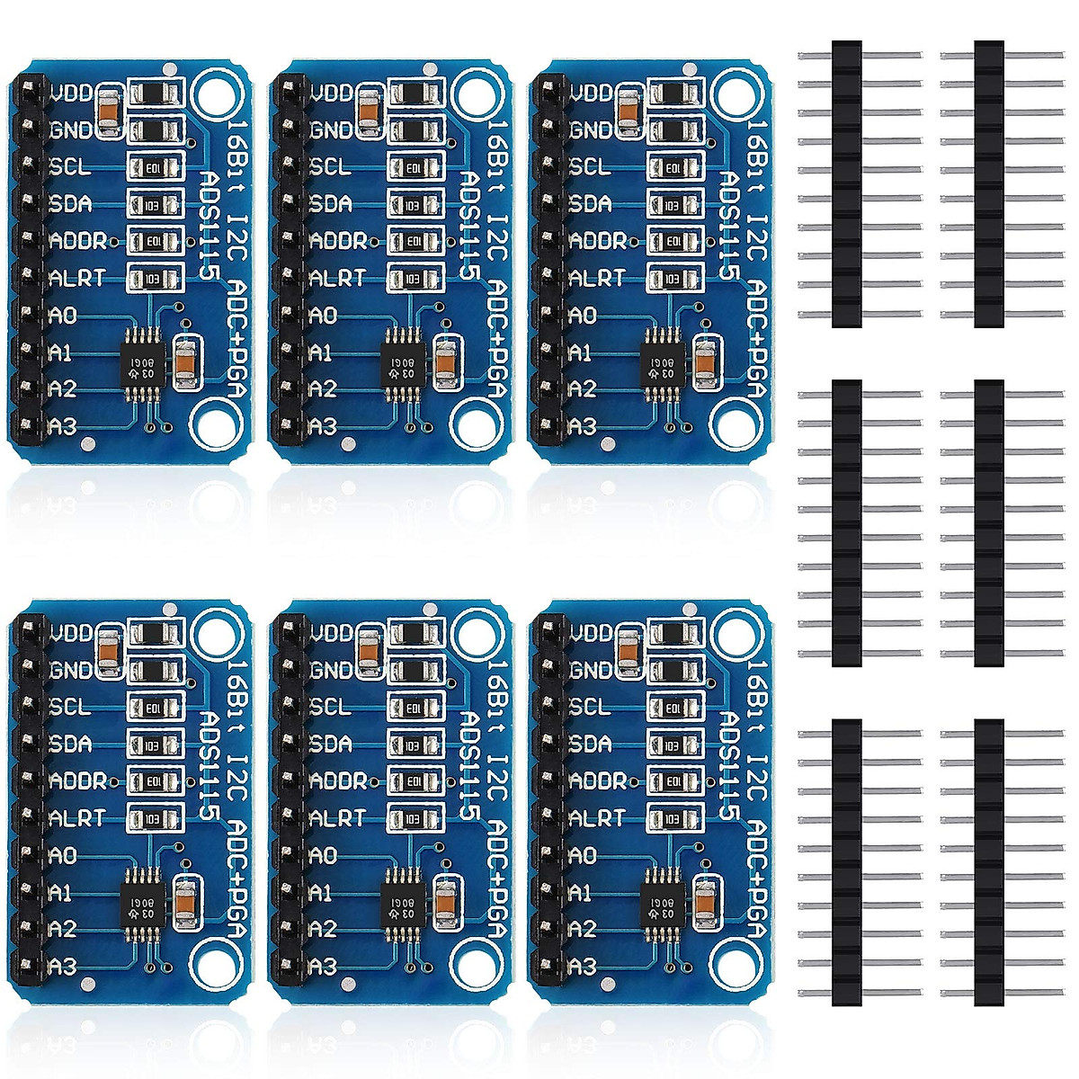 Weewooday 6 Pieces ADS1115 Analog-to-Digital Converter 16 Bit ADC 4 Channel Module Converter with Programmable Gain Amplifier ADC Converter Development Compatible with Arduino/Raspberry Pi