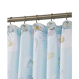 Indecor Home Bathroom Accessory Set, Fun Swan Design, Includes Shower Curtain, 12 Printed Curtain Hooks, Soap Dish, Toothbrush Holder, Soap Dispenser and Soft Non-Slip Bath Rug Mat Box Set