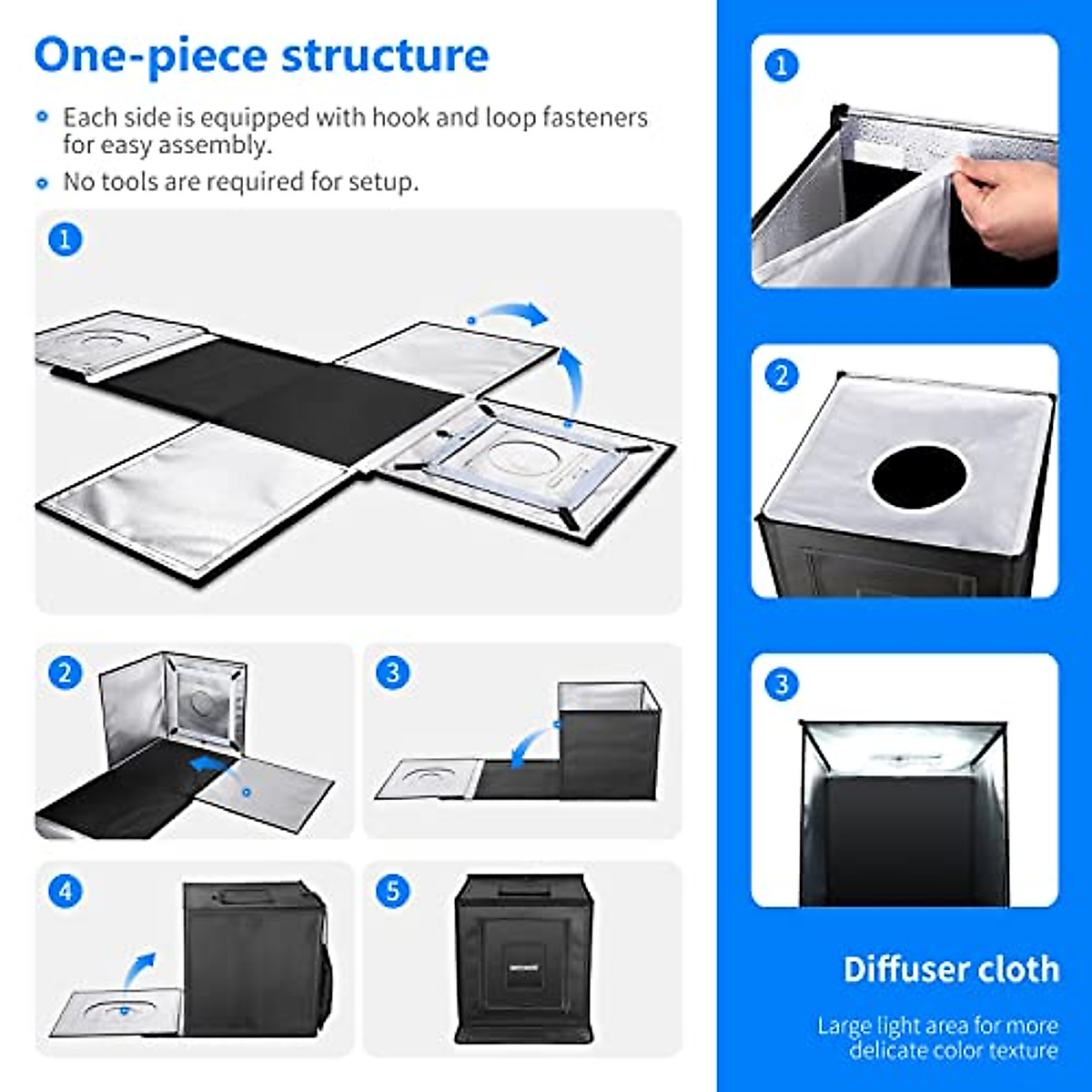 NEEWER Photo Studio Light Box, 20” x 20” Shooting Light Tent with Adjustable Brightness, Foldable and Portable Tabletop Photography Lighting Kit with 80 LED Lights and 4 Colored Backdrops