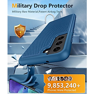 JXVM for Samsung Galaxy S21 FE Case: Dual Layer Protective Heavy Duty Cell Phone Cover Shockproof Rugged with Non Slip Textured Back - Military Protection Bumper Tough - 6.4inch (Blue Navy)