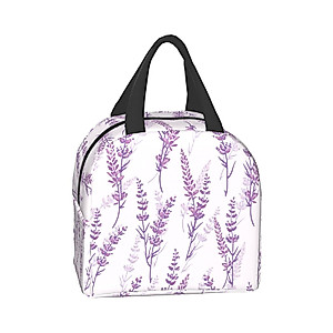 Carati Lavender Floral Purple Lunch Bag, Waterproof, Reusable, Durable