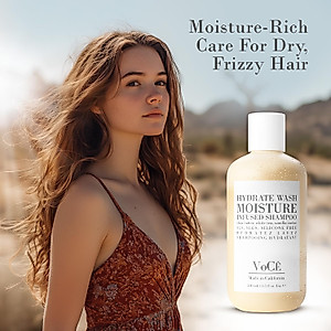 VoCÊ I Natural Hydrating Shampoo for Dry, Frizzy Hair | Moisture-Infused Vegan Shampoo for Normal to Thick Hair | Non-Toxic, Cruelty-Free with Shea Butter, White Tea, Vanilla Cactus (8.5 oz | 250 ml)
