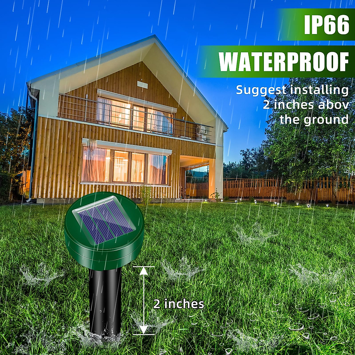 8 Pcs Solar Mole Repellent Spikes 2024 Ultrasonic Animal Repellent Outdoor Waterproof Solar Sonic Burrowing Mole Deterrent Stake to Repel Groundhog Mole Vole Armadillo Gopher Snake for Yard Lawn