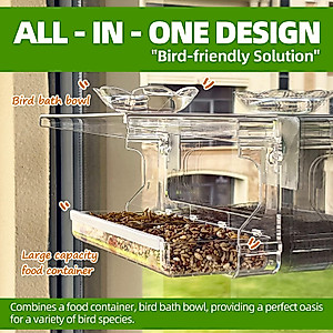 WENMIXER Window Bird Feeder with Non-Marking Self-Adhesive Hooks, Clear Window Bird Feeder for Outside, Transparent Bird House, Outdoor Bird Feeders, Wild Bird Watching Gift, Garden Decor