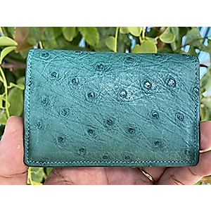 Doubleside Green Body Ostrich leather skin Credit Cardholder, leather credit cardcase, leather creditcard cover