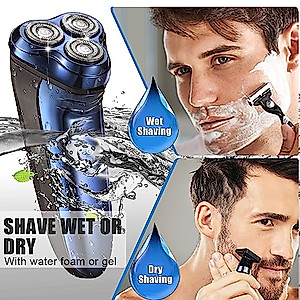 Electric Razor For Men, Rechargeable Men'S Electric Shaver, 9D Floating Head Electric Razor Rotary Shaver For Men Waterproof IPX7 Wet & Dry Shaving With Pop-Up Sideburn Trimmer Home Office Travel Trip